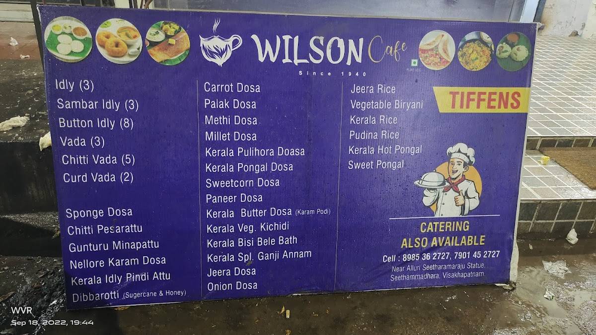 Menu at Wilson Cafe, Visakhapatnam