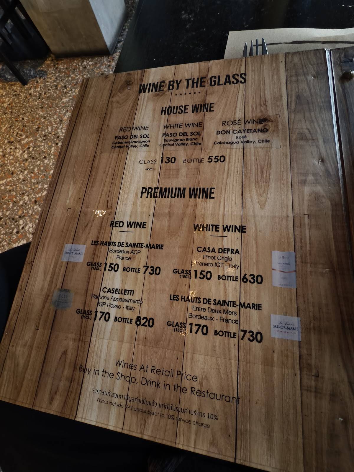 Menu at Wine Connection Alley11 restaurant, Bangkok