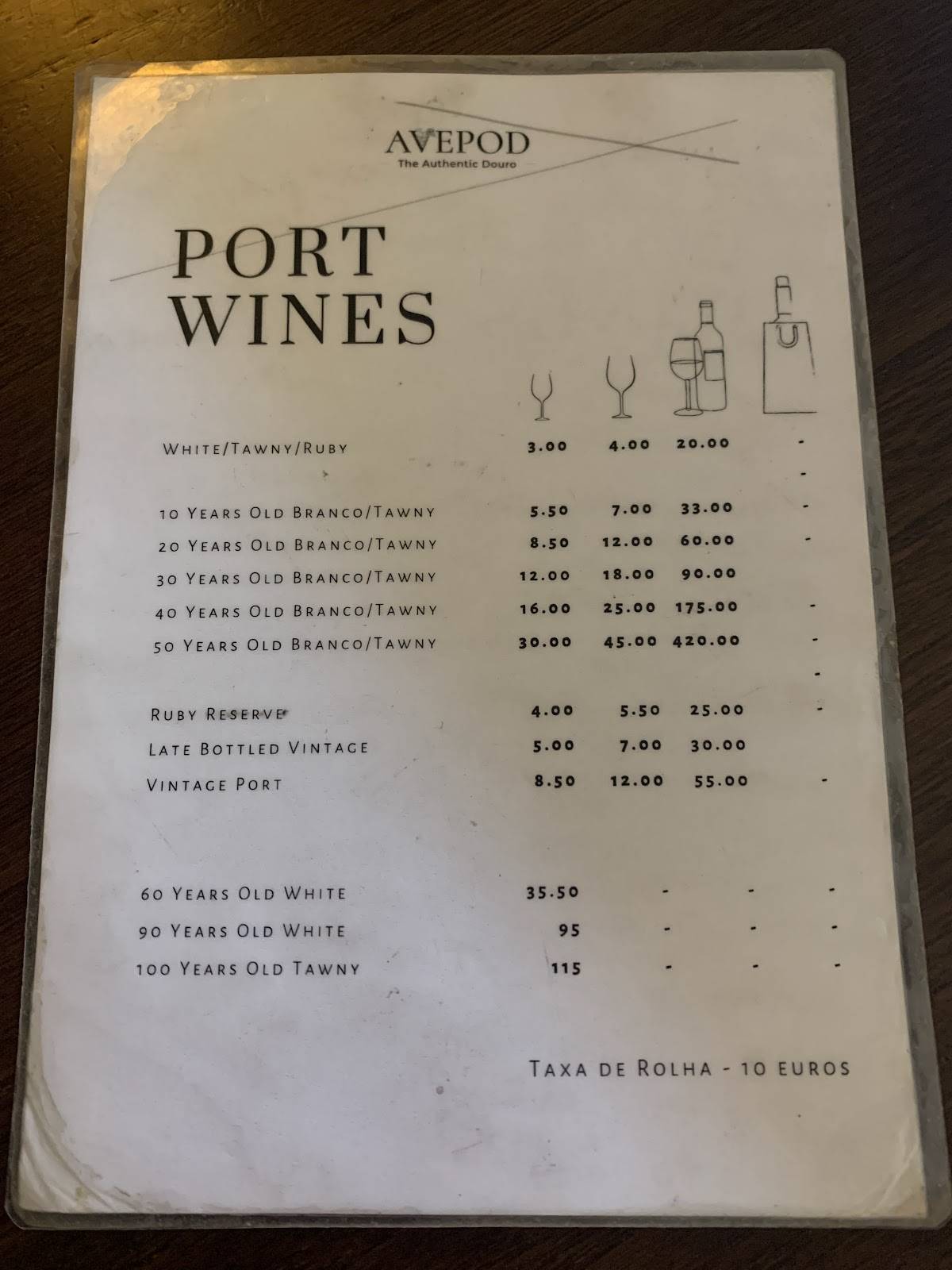 Menu em Wine Quay Bar, Porto