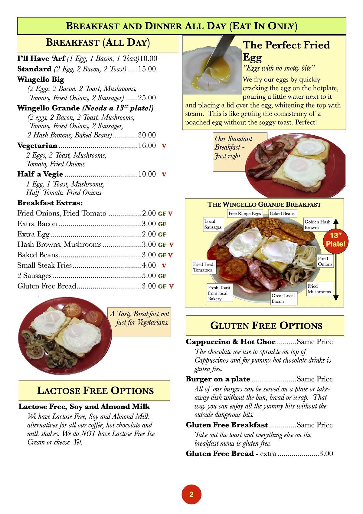 Menu at Wingello Village Store cafe, Wingello