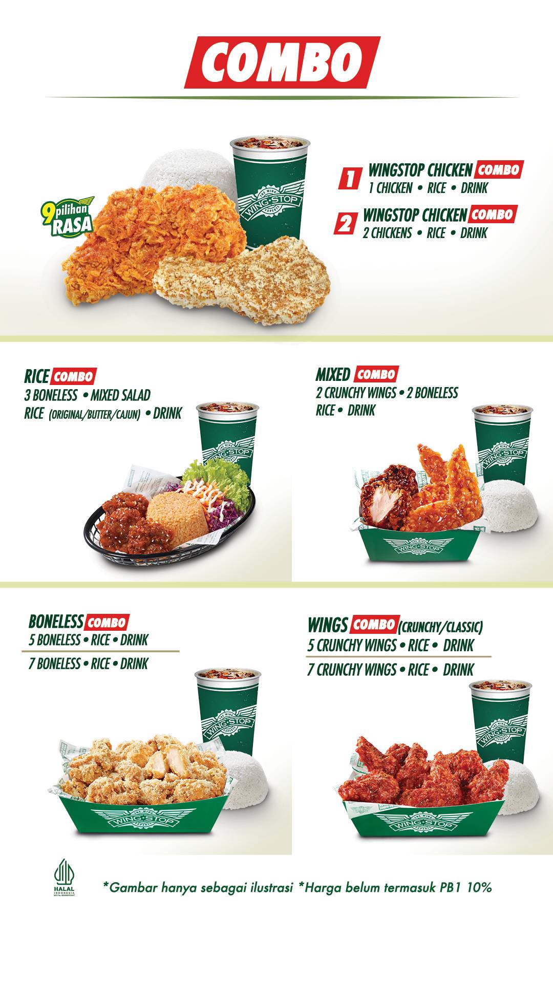 Carta del restaurante Wingstop AEON JGC, Yakarta Oriental