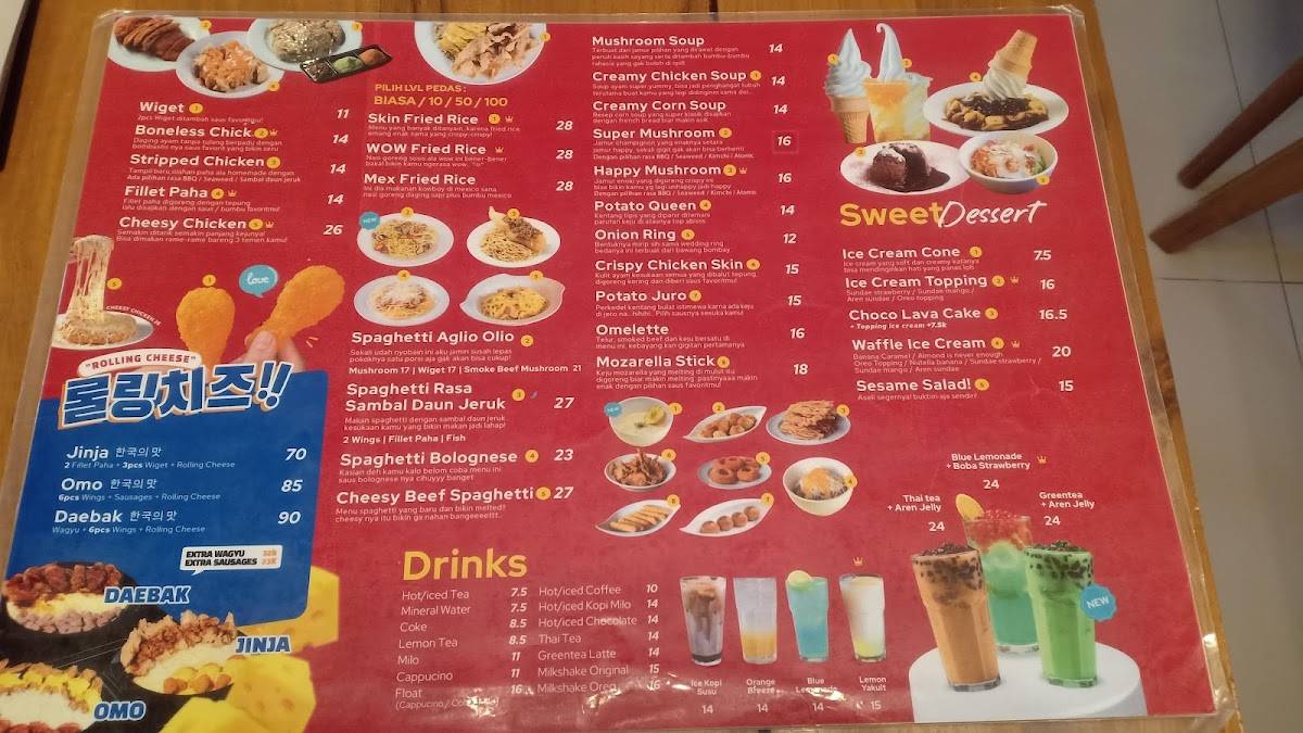 Menu at Wingz O Wingz Transmart restaurant, Bandung
