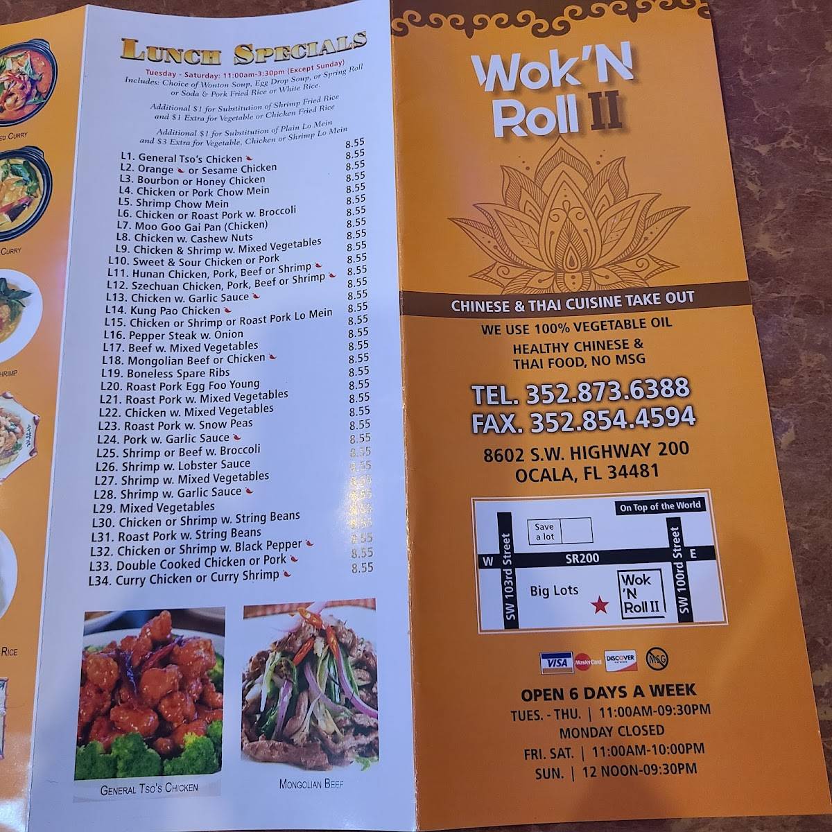 Menu at Wok N Roll II restaurant, Ocala, SW State Rd 200
