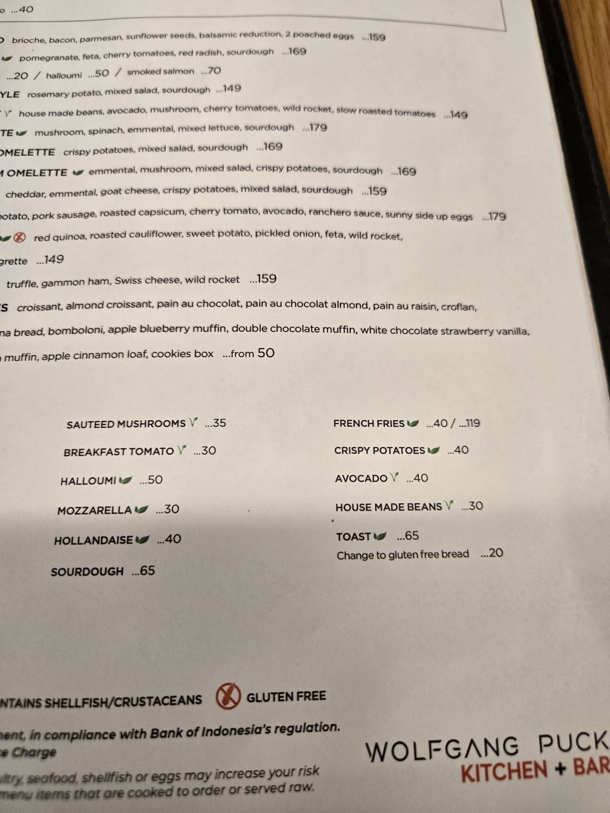 Menu at Wolfgang Puck Kitchen + Bar, Kuta Selatan