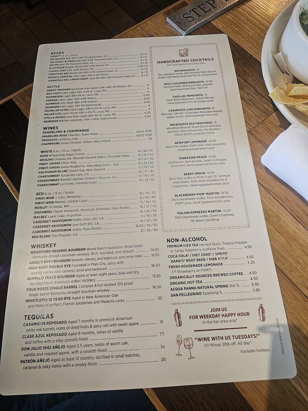 Menu at Wood Ranch BBQ, Burbank