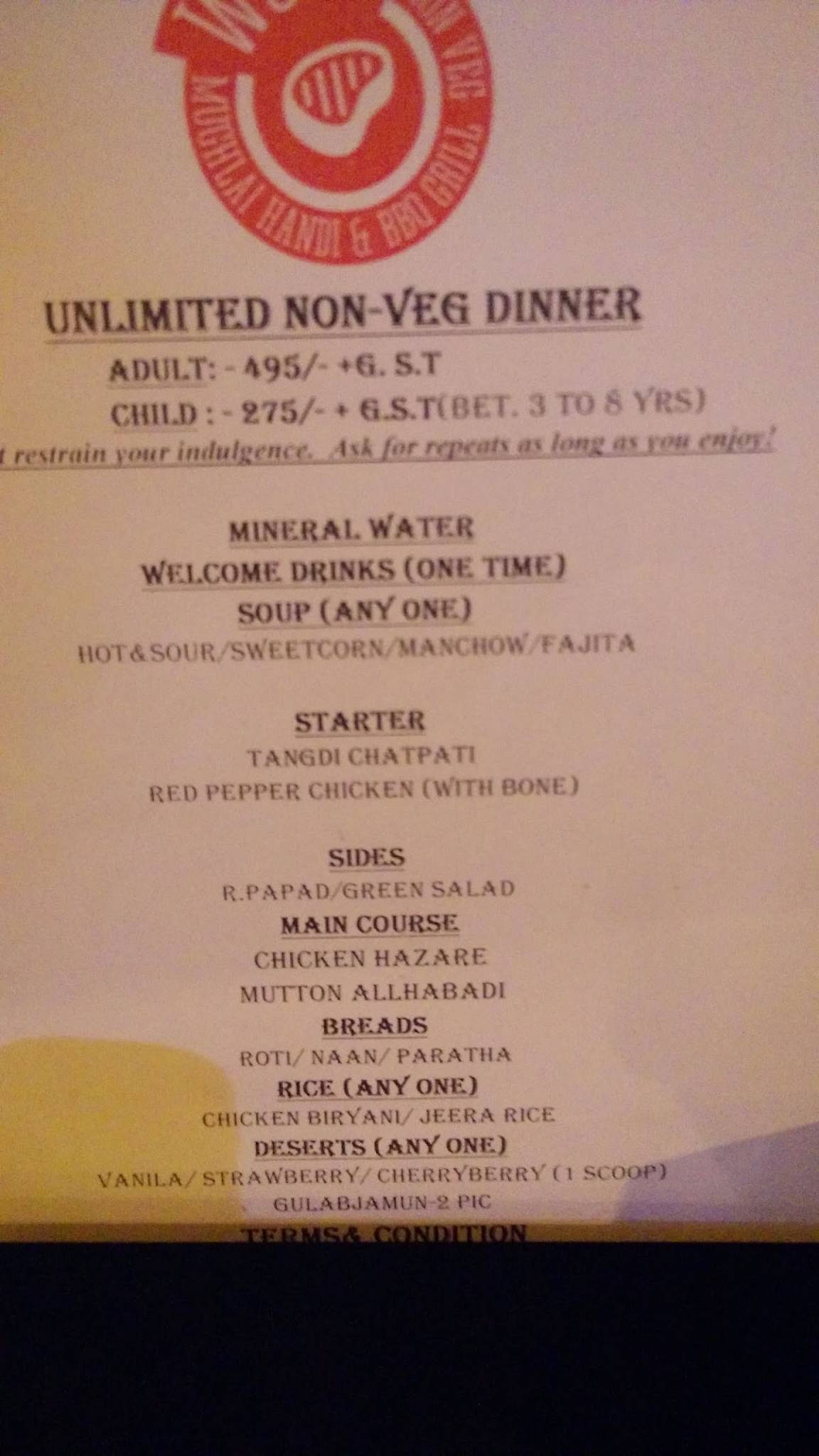 Menu at Wow Restaurant, Ahmedabad, 2nd Floor