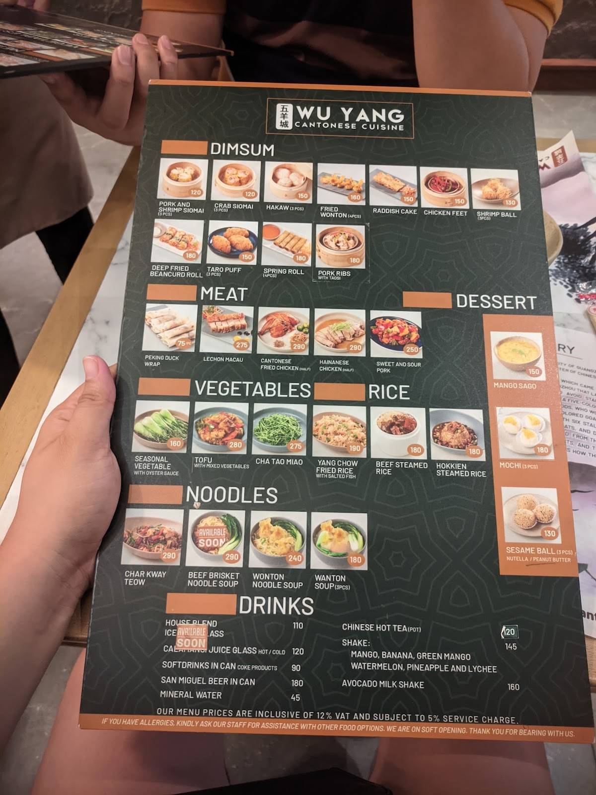 Menu at Wu Yang Cantonese Cuisine - SM Seaside restaurant, Cebu City