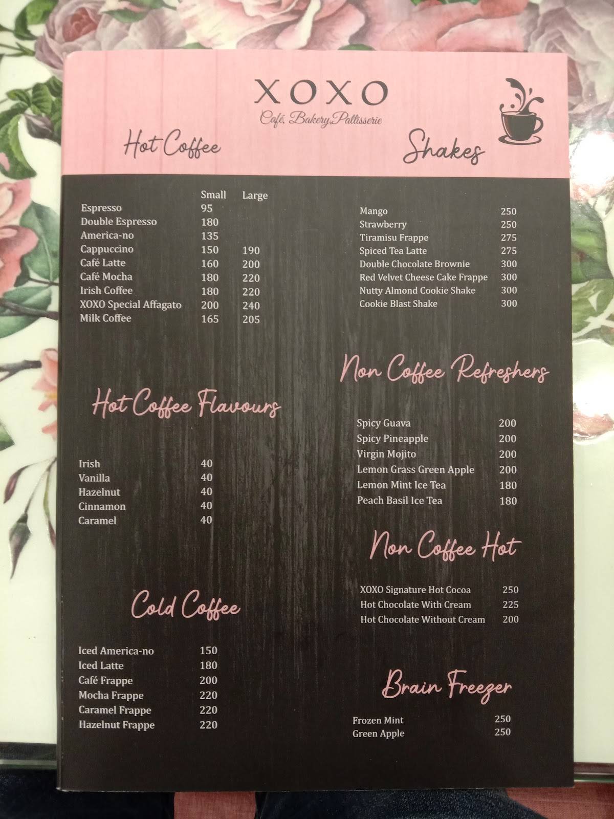 Menu at XOXO (Café, Bakery & Patisserie), Dehradun