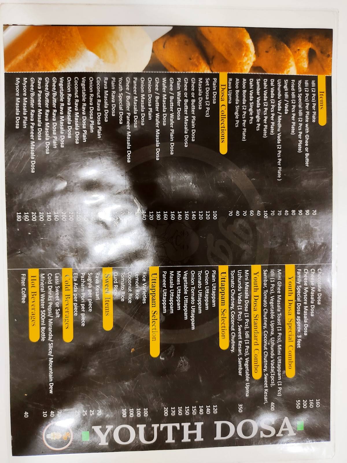 Menu at YOUTH DOSA, Ghaziabad, C-67