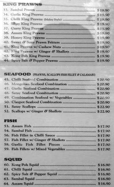 Menu at Ya Hoo Restaurant, Hillcrest