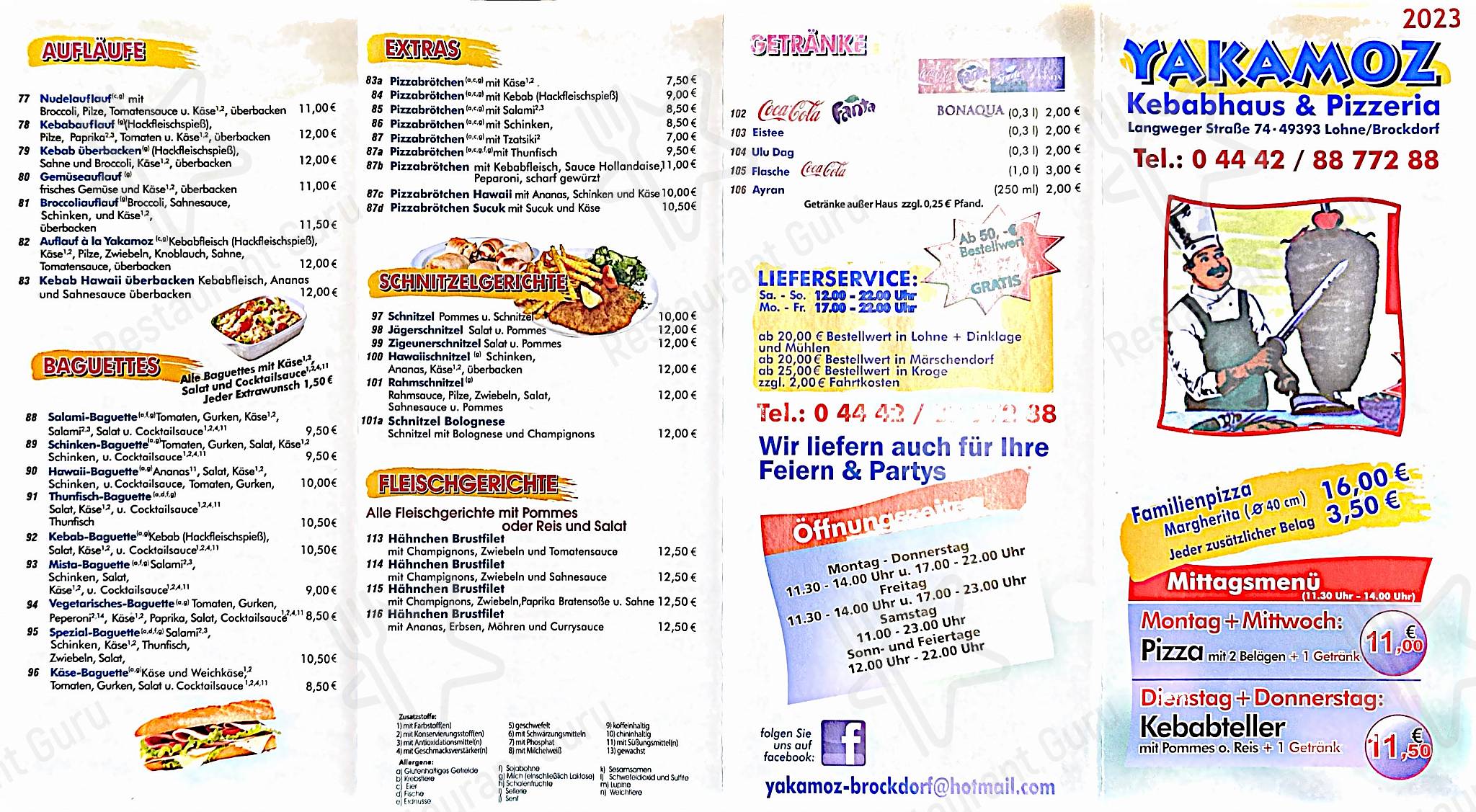 Menu at Yakamoz - Kebabhaus & Pizzeria, Lohne
