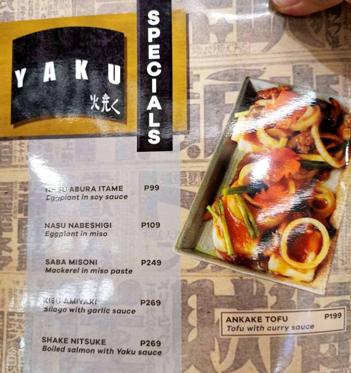 Menu at Yaku Japanese Grill restaurant, Mandaluyong, 5th Level The Podium