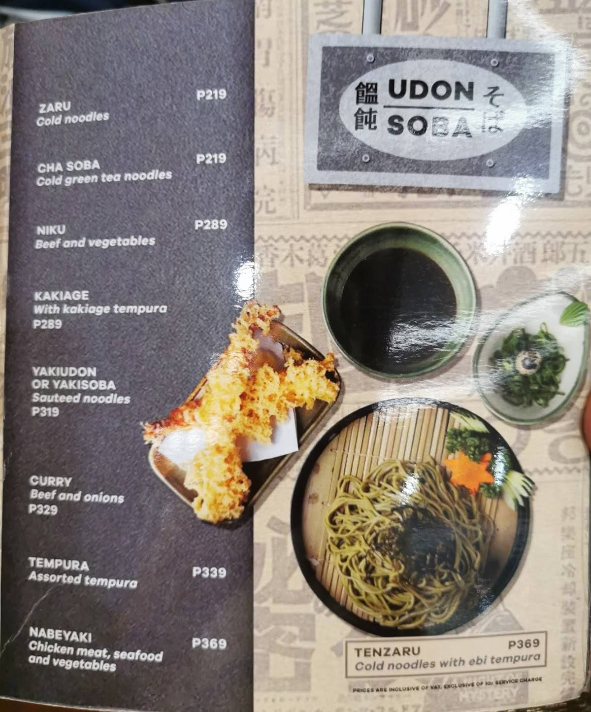 Menu at Yaku Japanese Grill restaurant, Mandaluyong, 5th Level The Podium