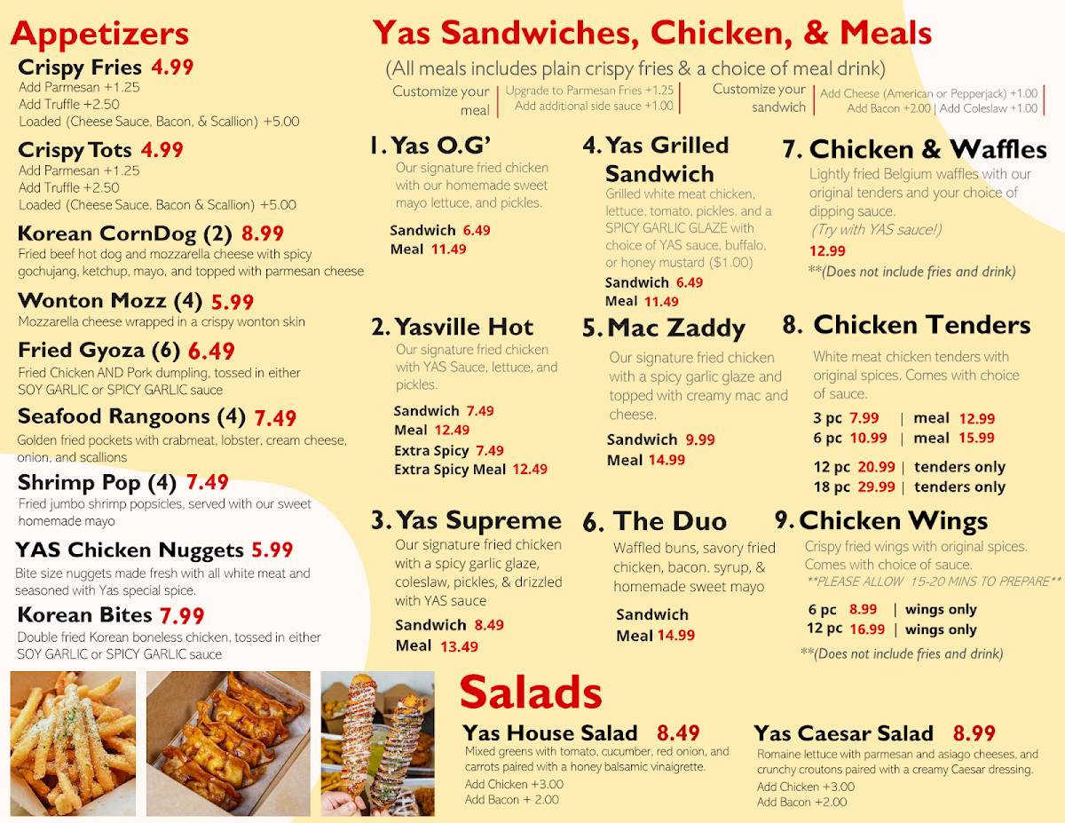 Menu at Yas Chicken fast food, Burlington