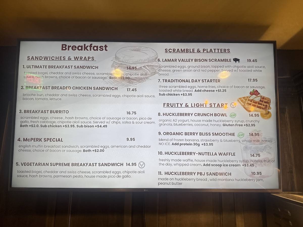 Menu at Yellowstone Perk restaurant, Gardiner