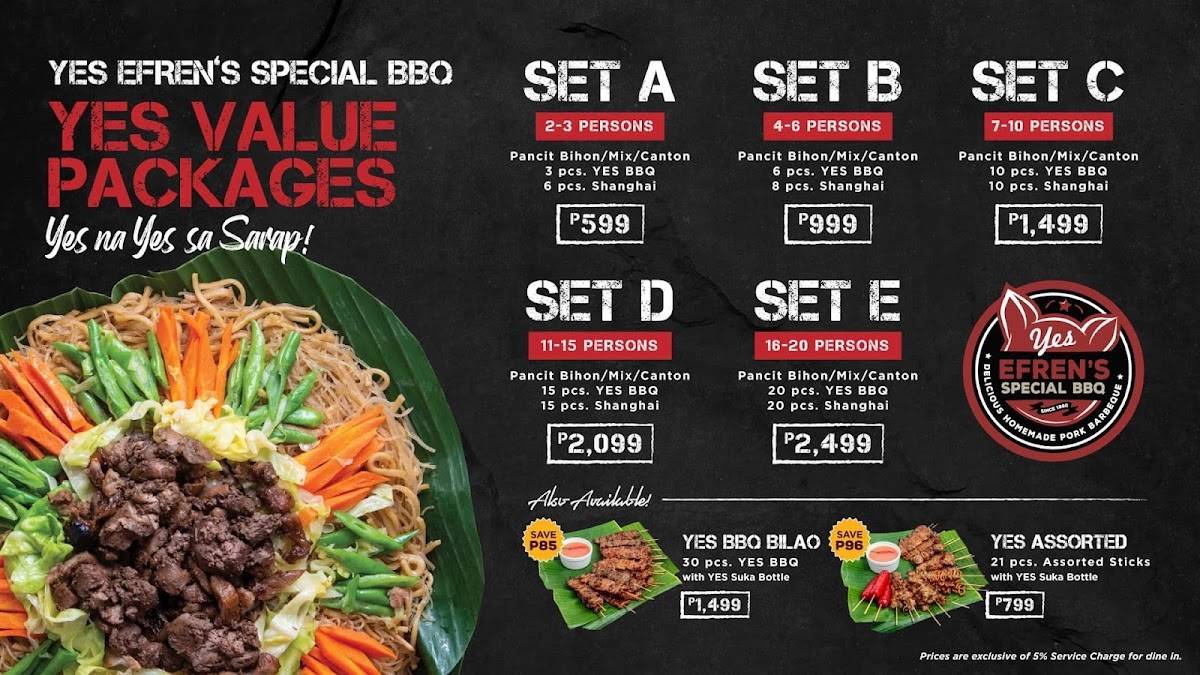 Menu at Yes Efren’s Special BBQ Resto Bar - Ortigas Extension Cainta ...