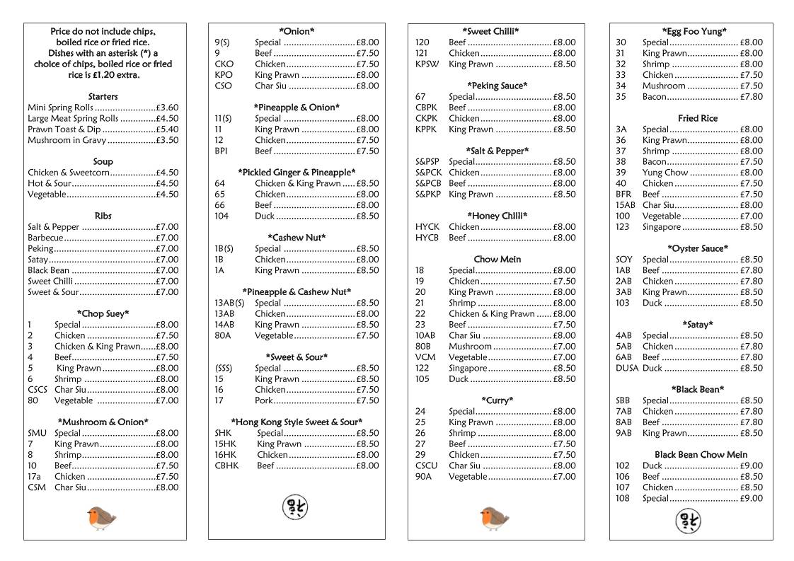 Menu at Yings Chinese Takeaway, Est. 1971 restaurant, Darlington