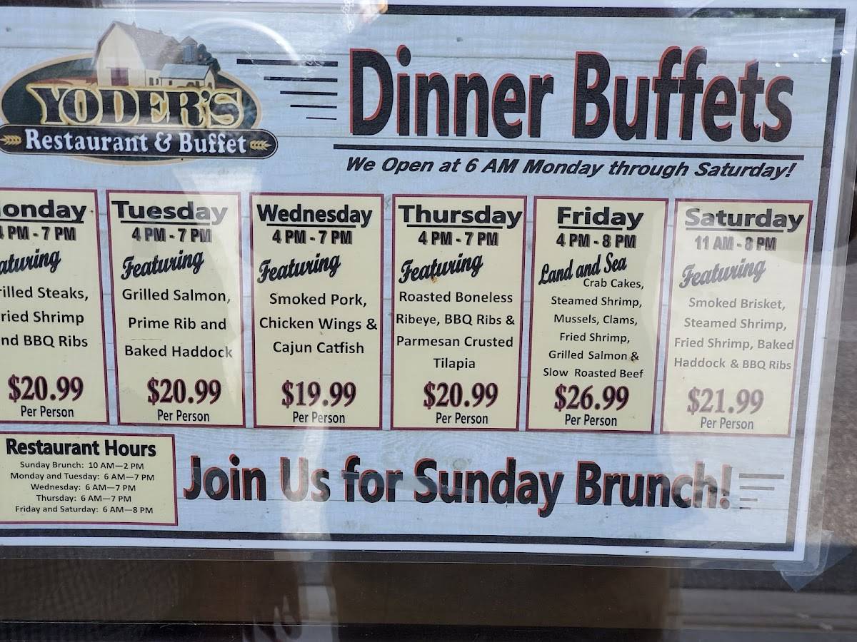 Menu at Yoder's Restaurant & Buffet, New Holland