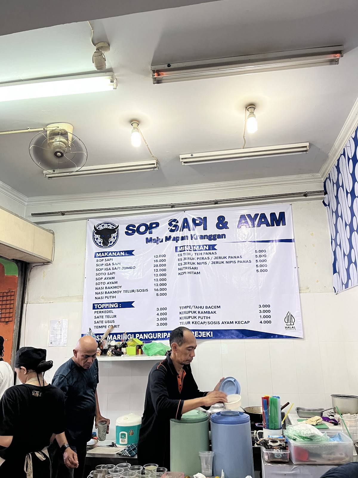Menu at SOP SAPI & AYAM MAJU MAPAN restaurant, Yogyakarta