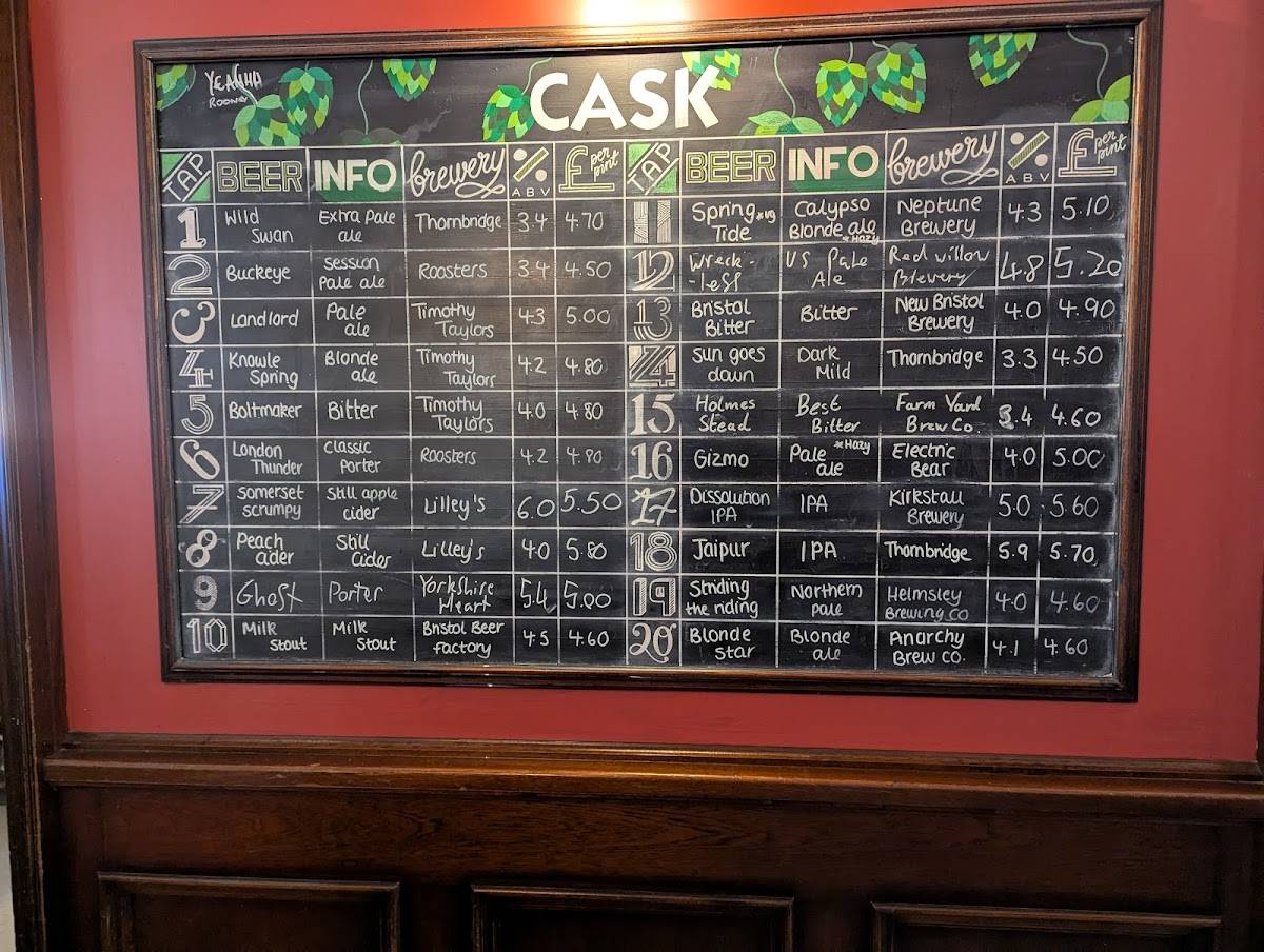 Menu at York Tap pub & bar, York, Station Rd