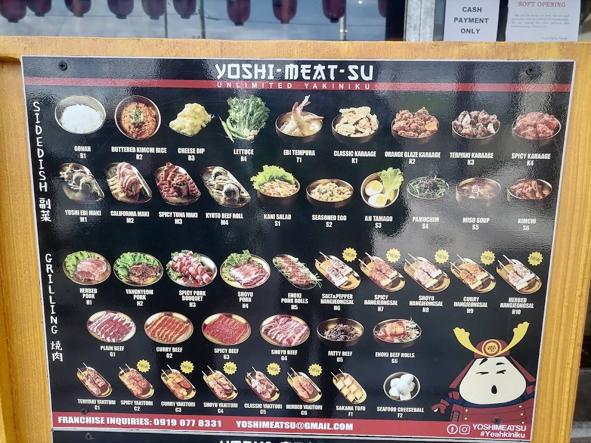 Carta del restaurante Yoshimeatsu Tarlac, Tarlac