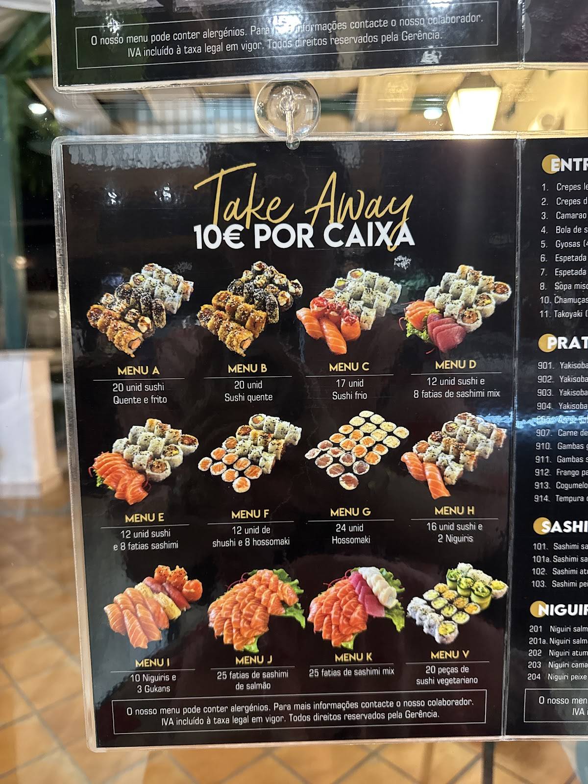 Menu em Yuki Sushi & Grill restaurante, Carregado