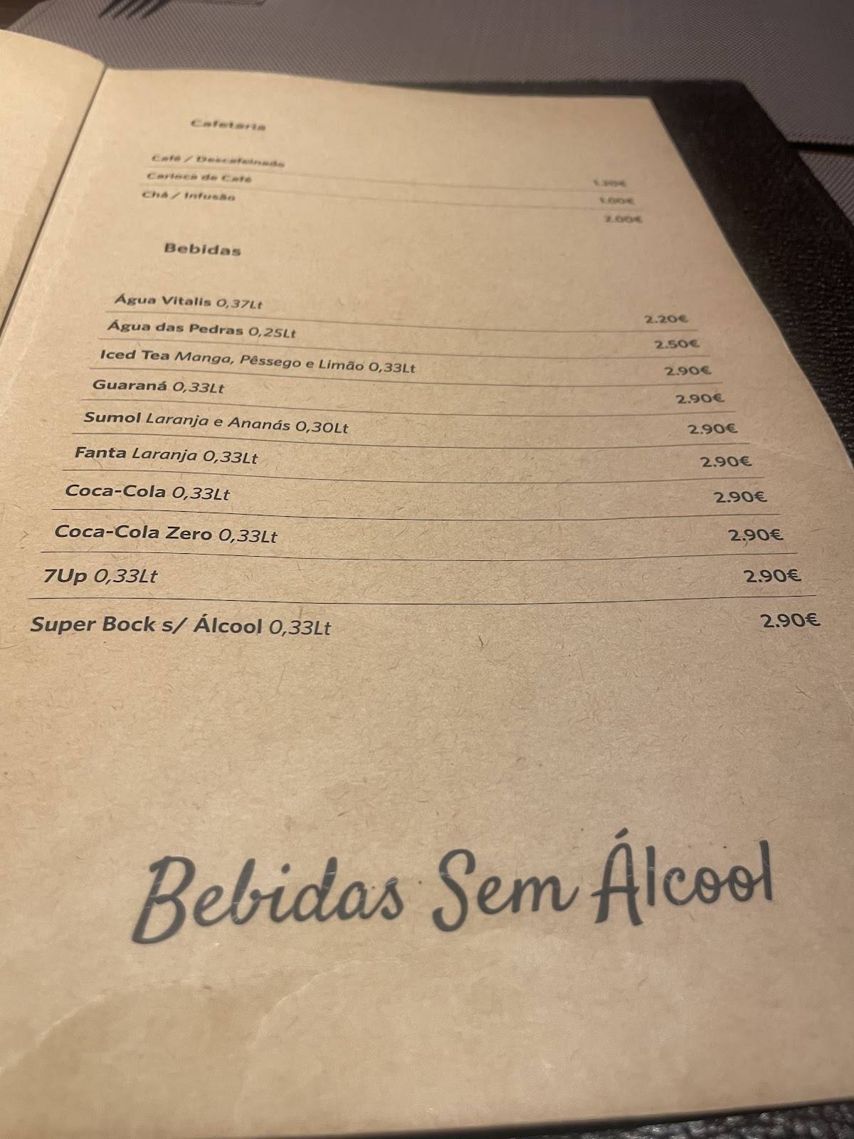 Menu at Yuko Tavern restaurant, Porto