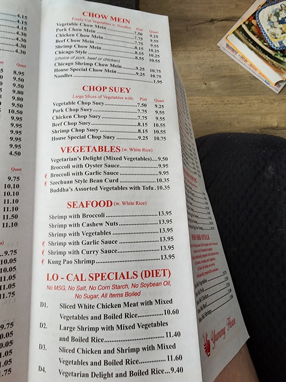 Menu at Yummy House Restaurant, Sanford, 890 Main St