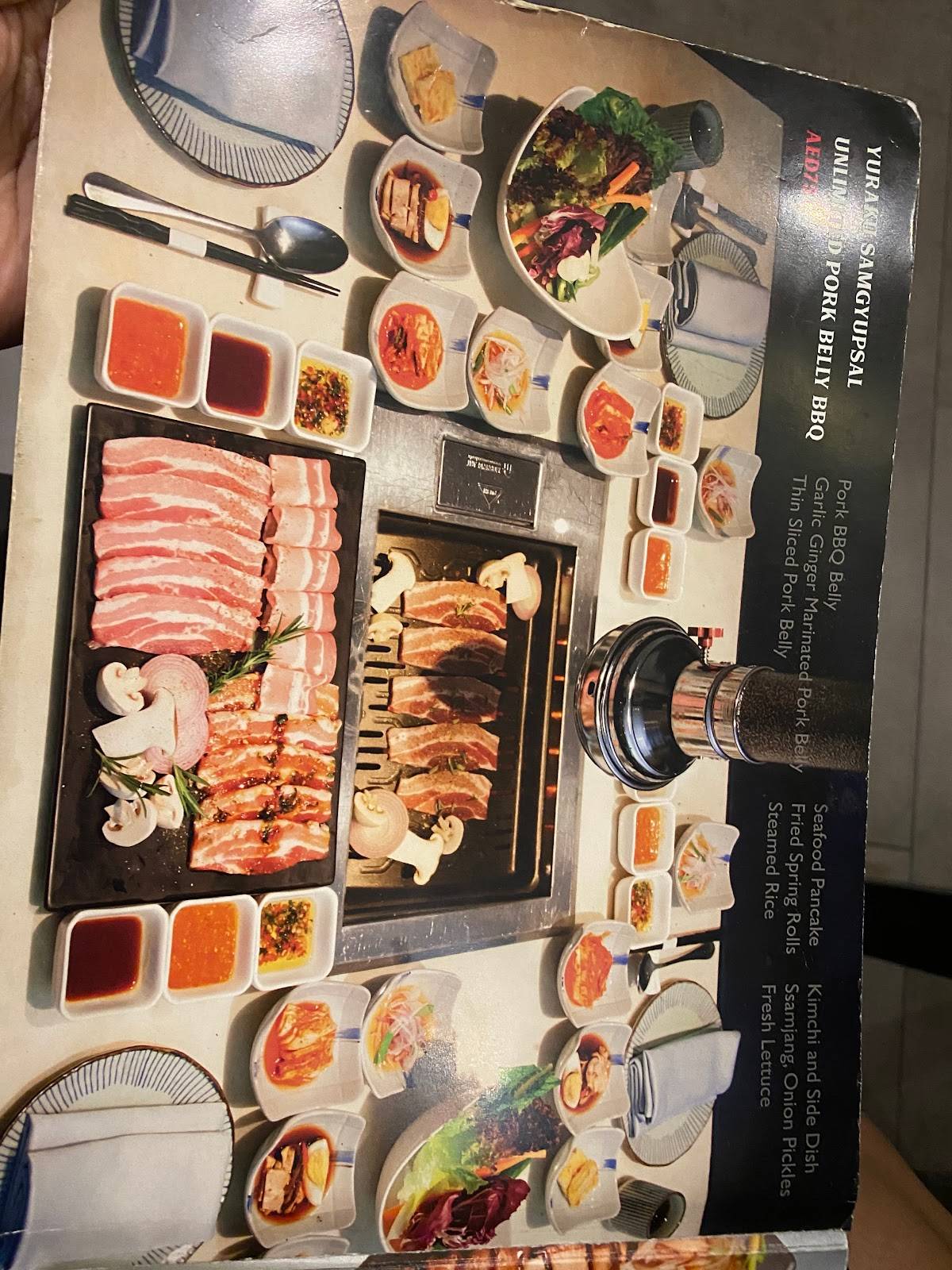Menu at Yuraku restaurant, Dubai