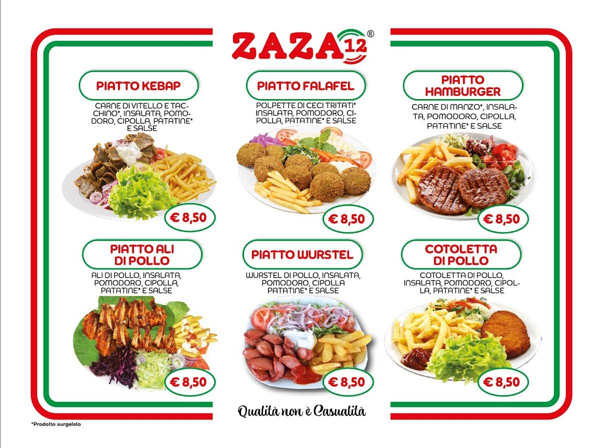 Carta del restaurante ZAZA 12, Turin