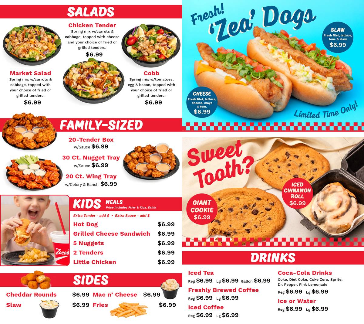 Menu at Zacadoo's Grille restaurant, Valdosta, Inner Perimeter Rd
