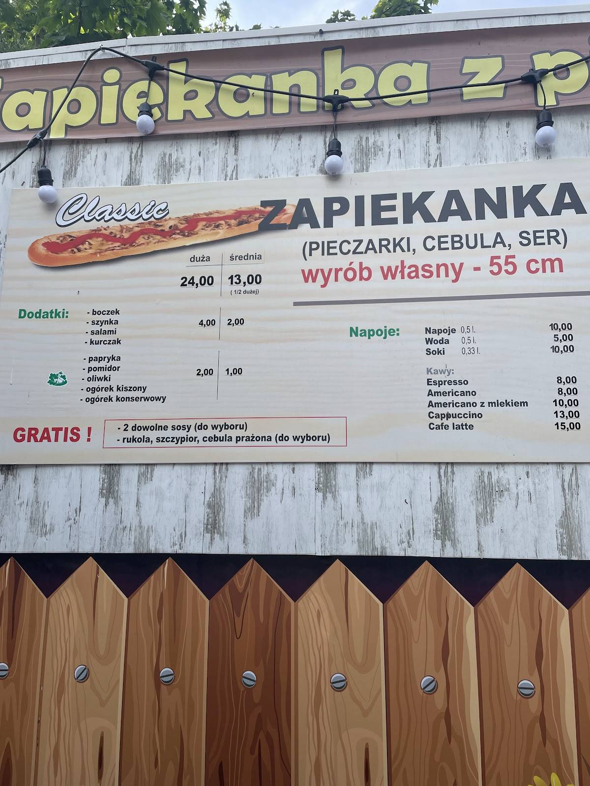 Menu at Zapiekanka z pieca Classic restaurant, Gdańsk, Piastowska 209