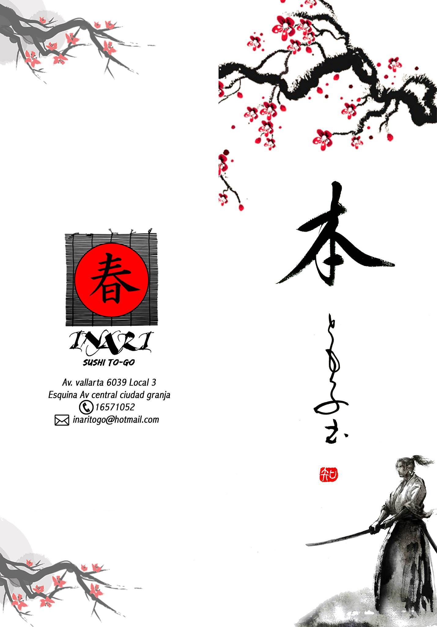 Carta del restaurante Inari Sushi to Go, Zapopan, Calzada Central 19