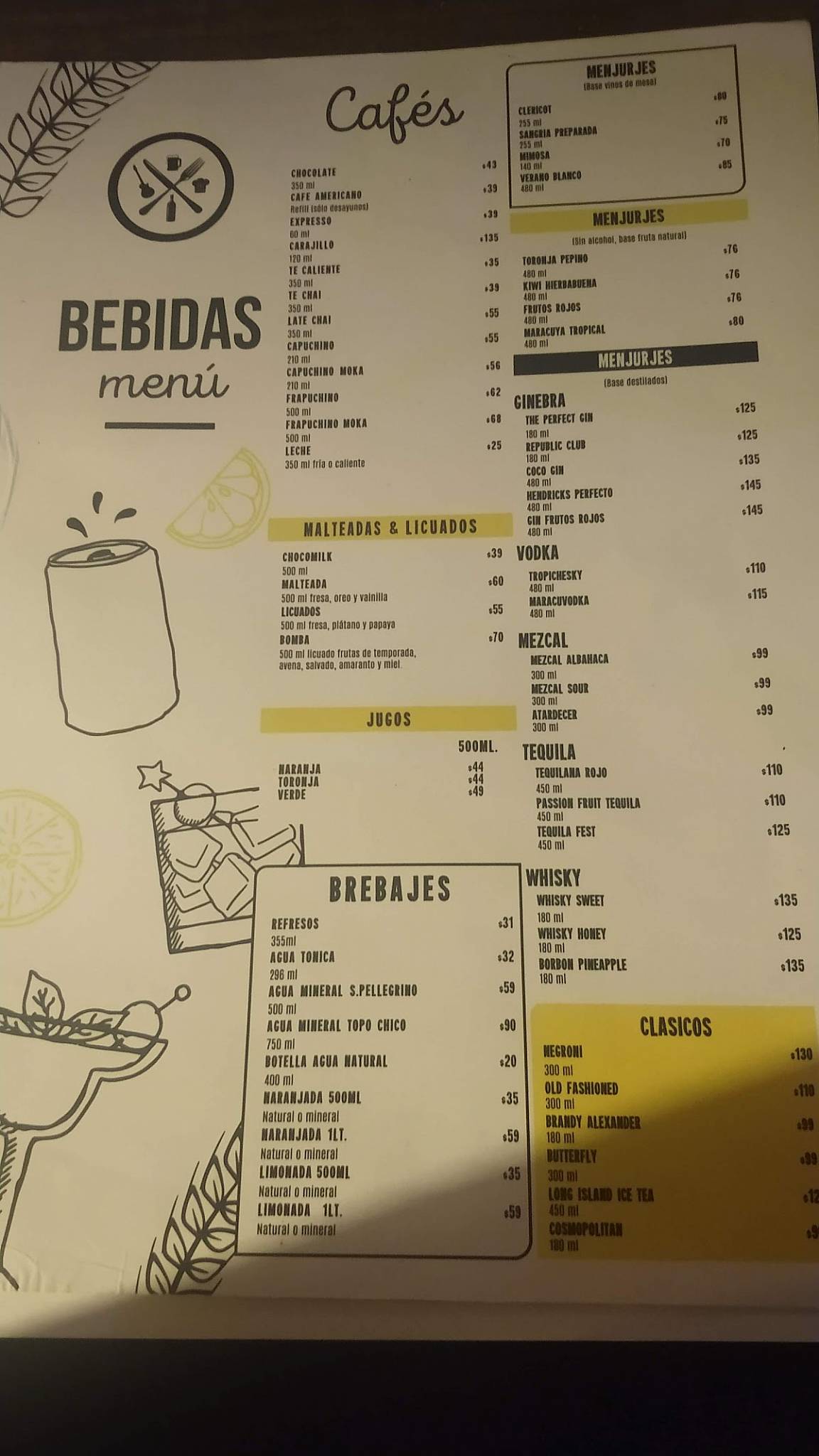 Carta del restaurante República 33, Zapopan