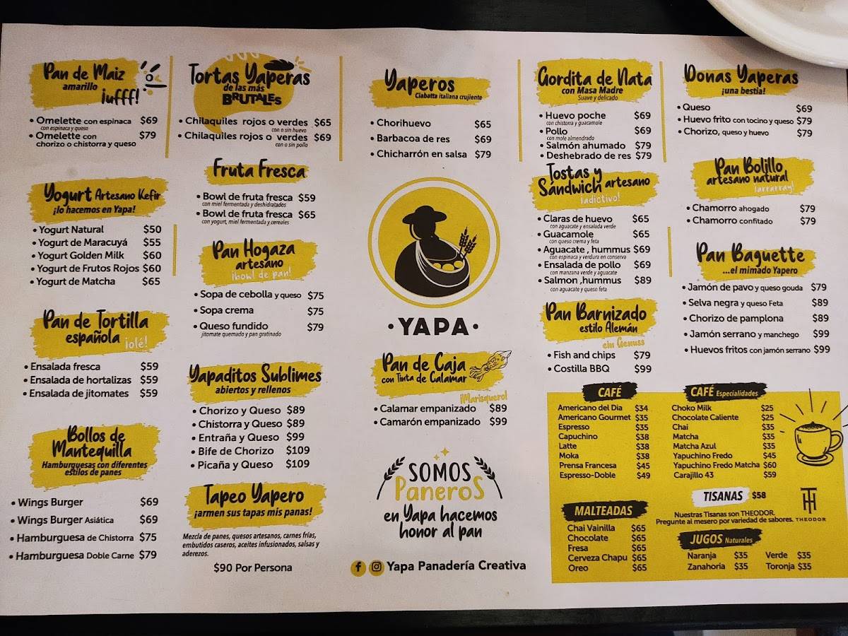 Carta del restaurante YAPA - Chapalita, Zapopan
