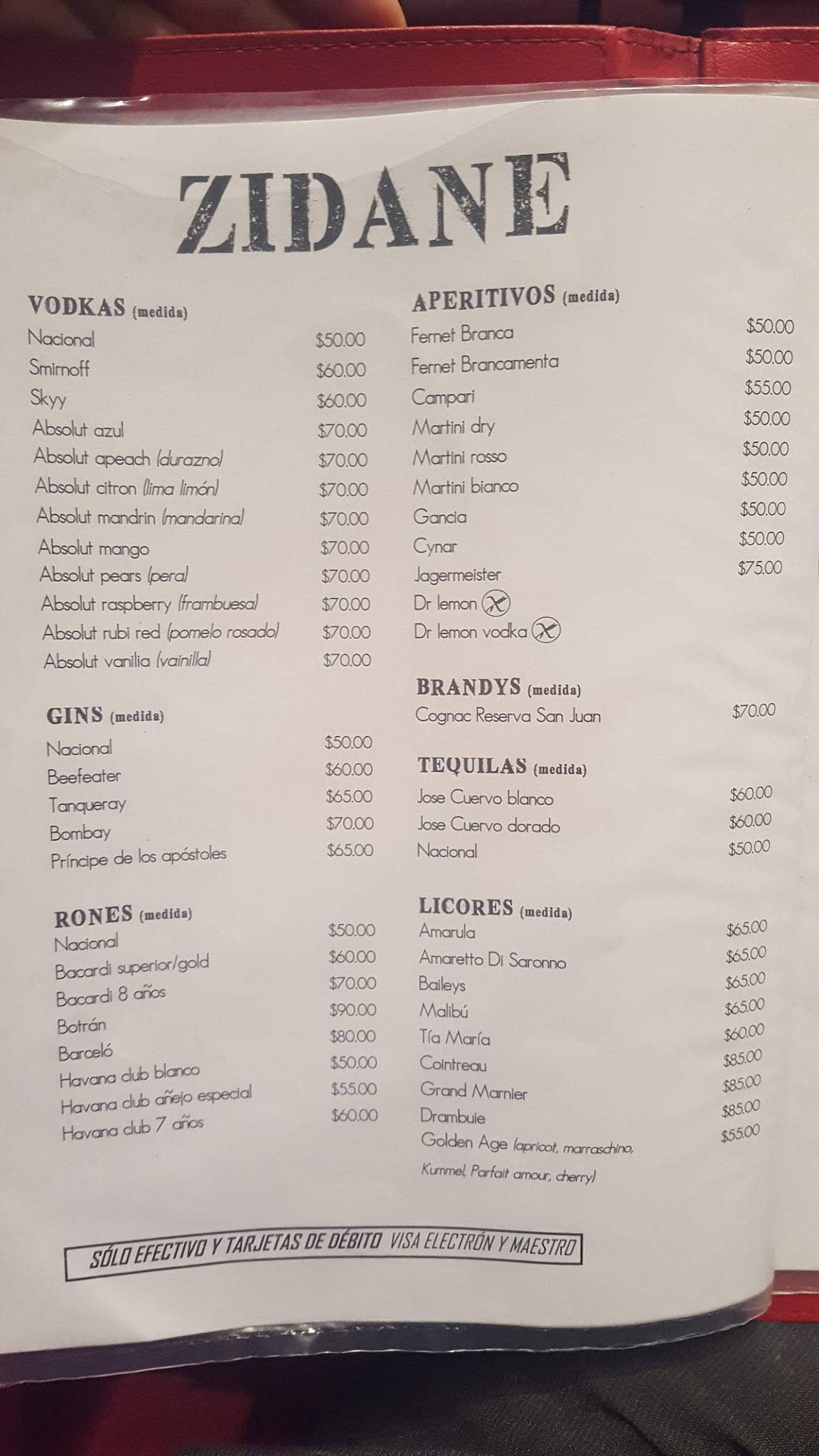 Carta de Ocaña Bar Caballito, Buenos Aires, Av. Pedro Goyena 51