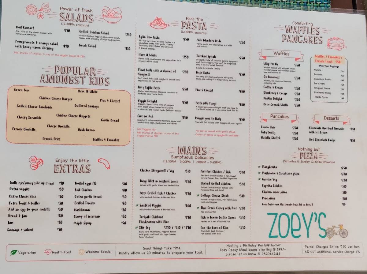 Menu at Zoey's: Good Vibes Only, Bengaluru, 114/1