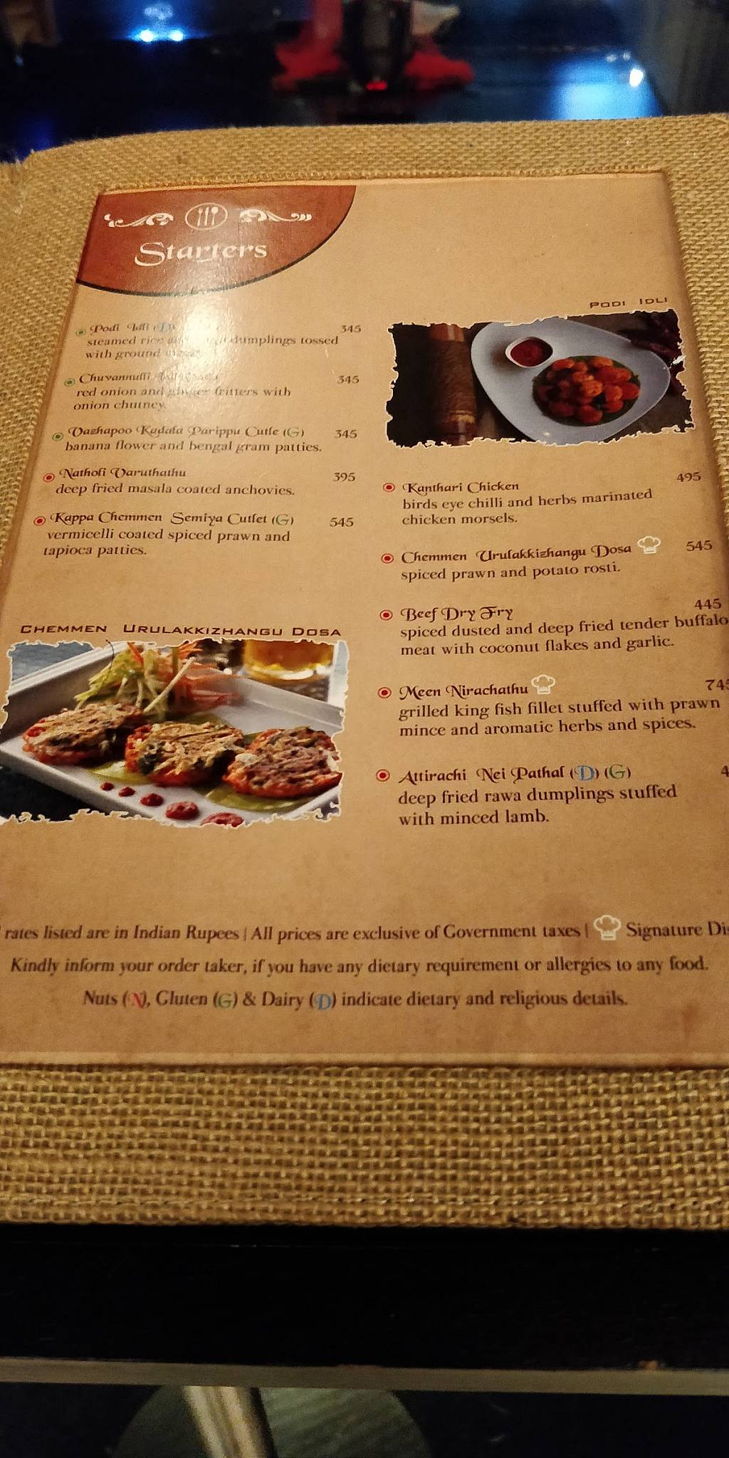 Menu at Zoka, Ernakulam