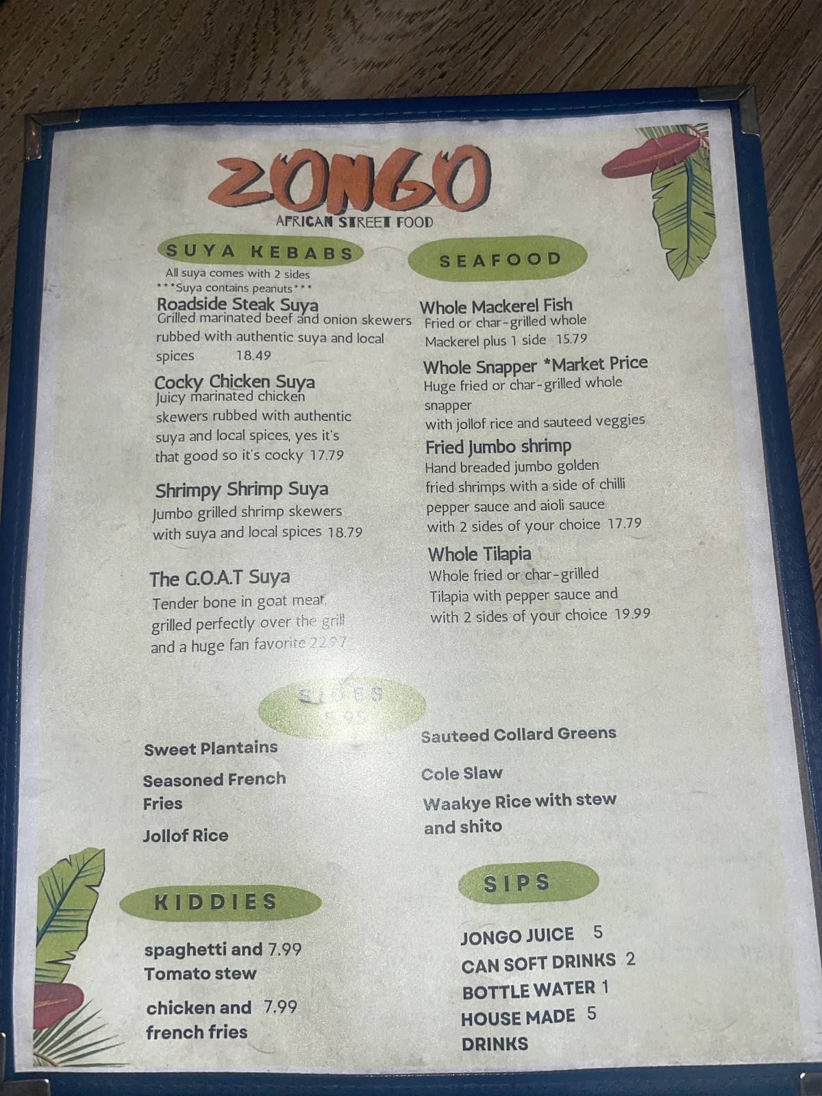 Menu at Zongo restaurant, Houston, W Grand Pkwy S #90