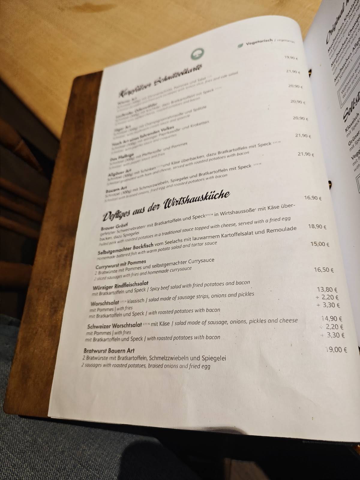Speisekarte von Zum grünen Baum restaurant, Schwetzingen
