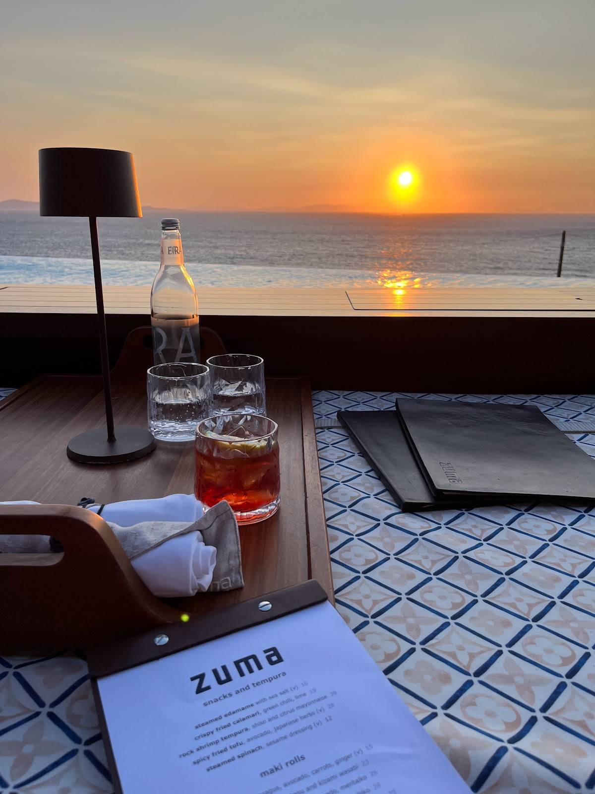 Menu at Zuma Mykonos, Mikonos