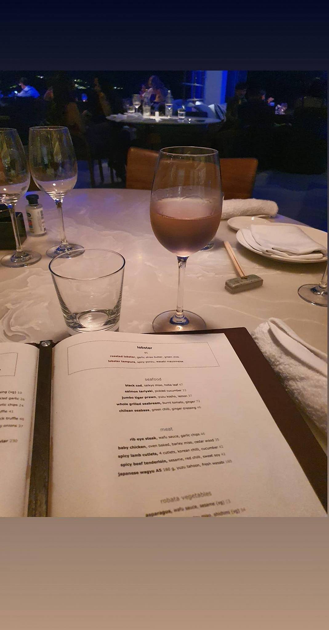 Menu at Zuma Mykonos, Mikonos