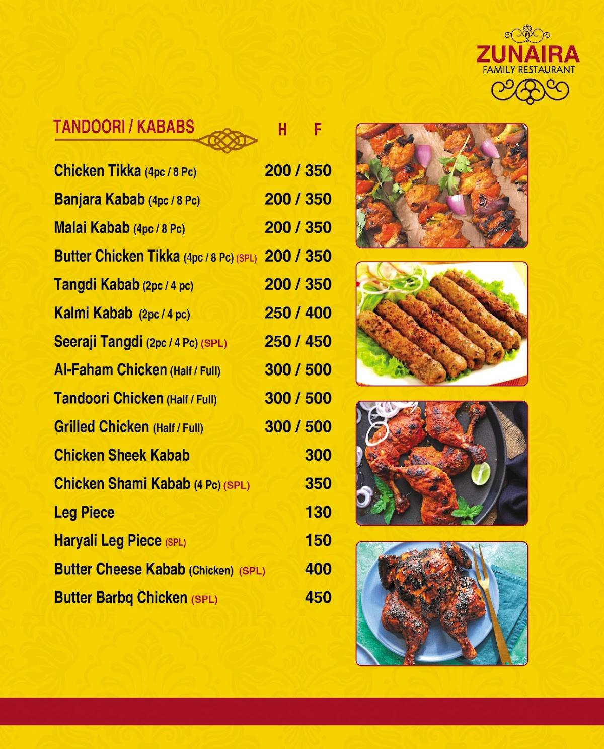 Menu at Zunaira Family Restaurant & Kids Zone, Nizamabad