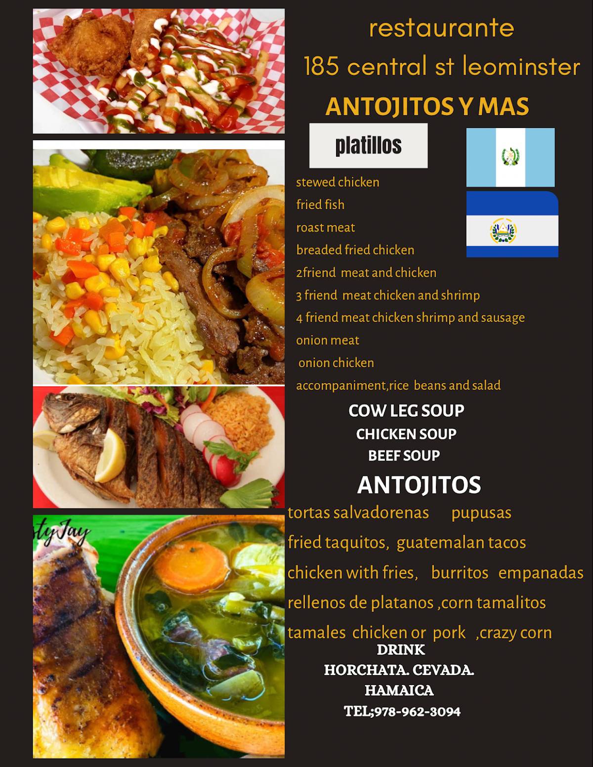 Menu at antojitos criollos restaurant, Leominster