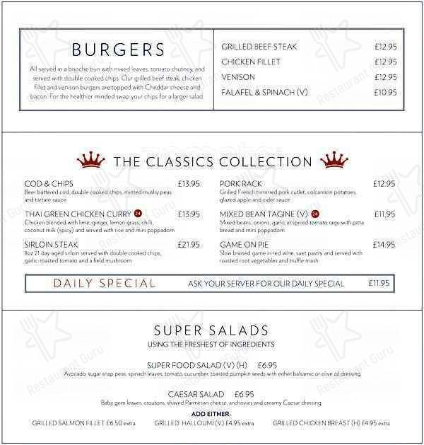 Menu at Bridge Bar - The Carlton, Edinburgh
