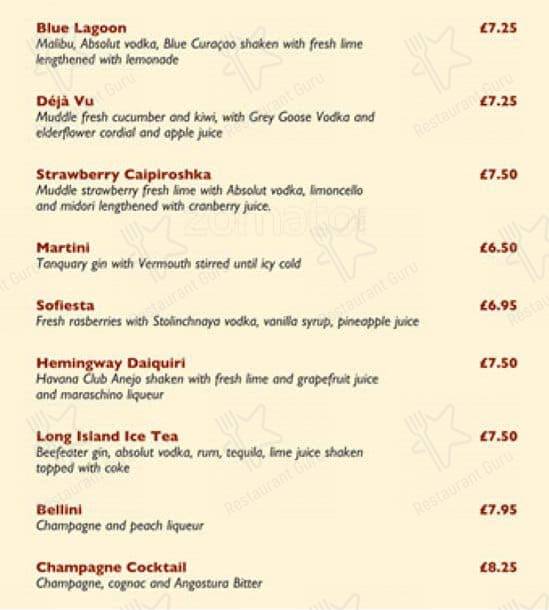 Menu at Ishtar restaurant, London, 10-12 Crawford St
