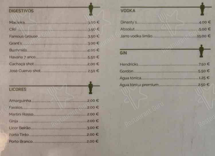 Menu em O Reserva pub & Bar, Lisboa