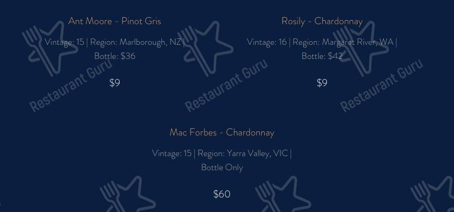 Menu at Percy Flint pub & bar, South Fremantle