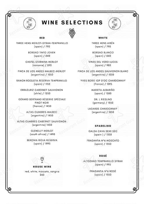 Menu at Refinery cafe, Makati, Joya Tower