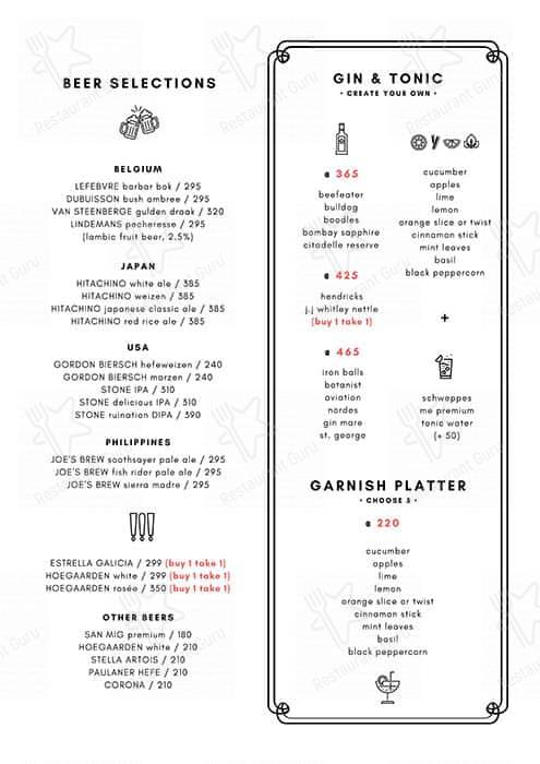 Menu at Refinery cafe, Makati, Joya Tower